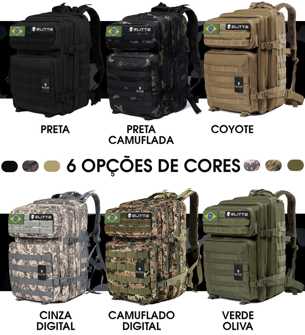 Mochila Elitte Combat (50L) - Preta – Elitte Brasil